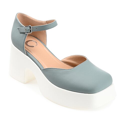 Journee Collection Lizaa Womens Square Closed Toe Block Heel Pumps  9 1/2 Medium  Blue