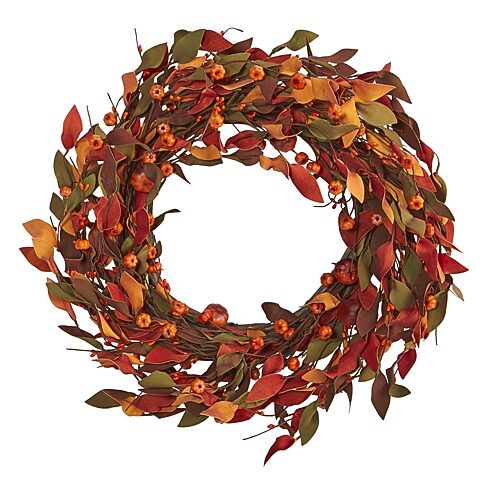 Click here for Nearly Natural Harvest Pumpkin Wreath  One Size  O... prices