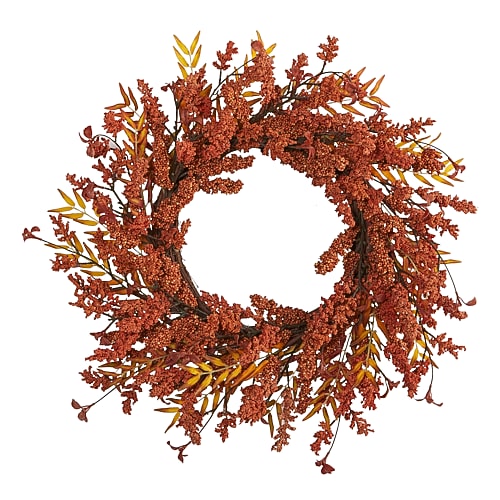 Click here for Nearly Natural Harvest Berry Wreath  One Size  Ora... prices
