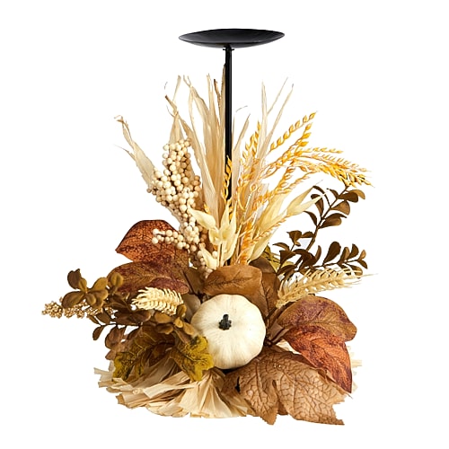 Click here for Nearly Natural 12 Autumn Pumpkin Candle Holder Flo... prices