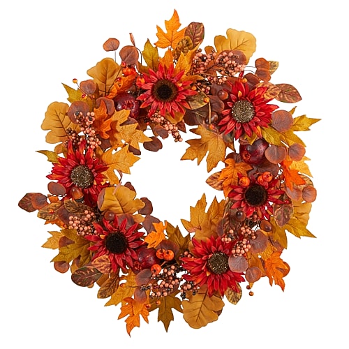 Click here for Nearly Natural 30 Autumn Foliage Faux Wreath  One... prices