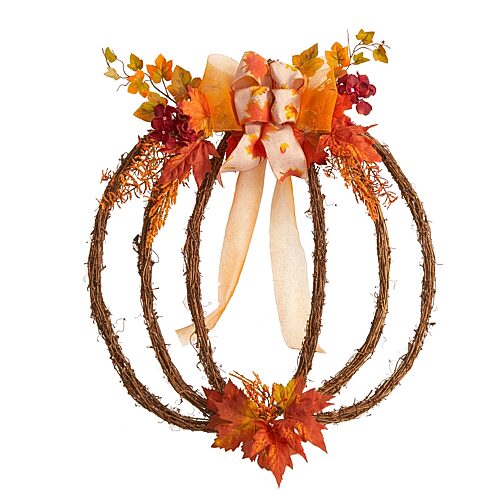 Click here for Nearly Natural 26 Autumn Pumpkin Faux Vine Wreath... prices