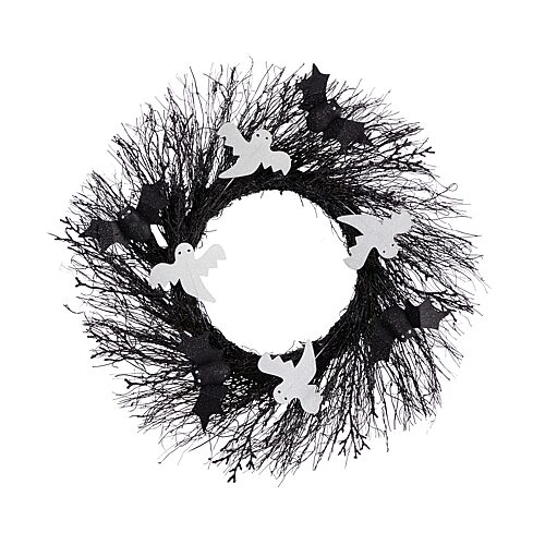 Click here for Nearly Natural 22 Halloween Ghost Bats Twig Wreath... prices