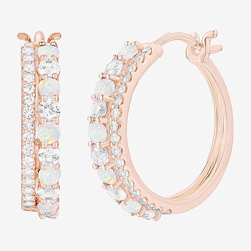 Click here for Womens Gemstone 14K Gold Over Silver 20mm Hoop Ear... prices