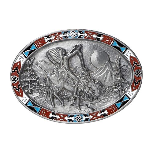 Click here for Western Express Oval End Of Trail Buckle With Enam... prices
