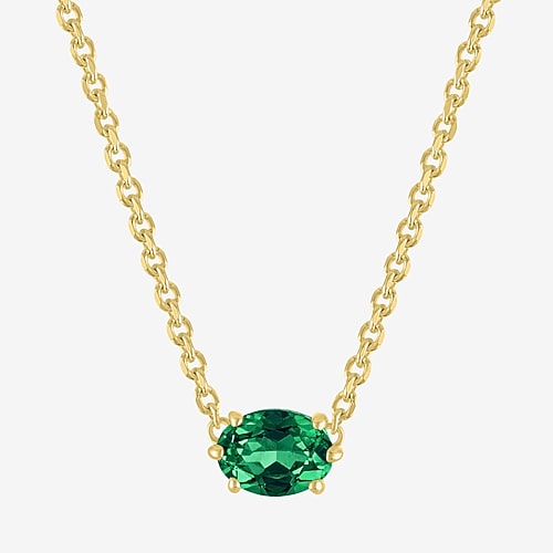 Click here for Gemstone 14K Gold Over Silver Oval 17.5 Inch Penda... prices