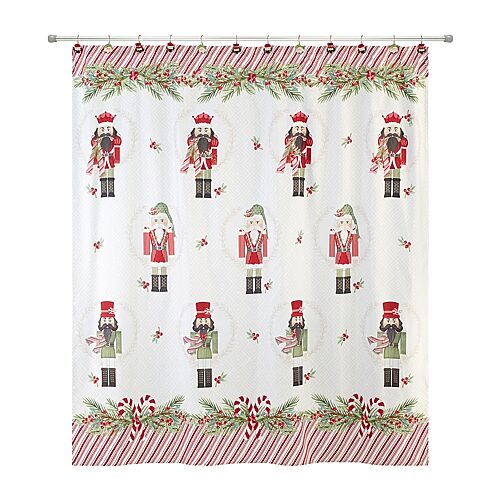 Avanti Peppermint Nutcracker Polyester Shower Curtain  72 x 72 - Multi