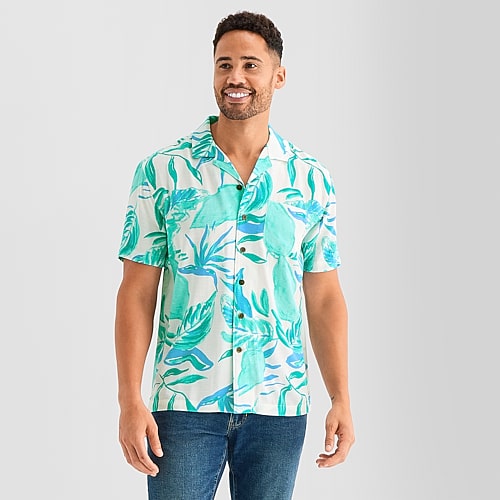 Click here for St. Johns Bay Slub Button-Down Mens Short Sleeve C... prices