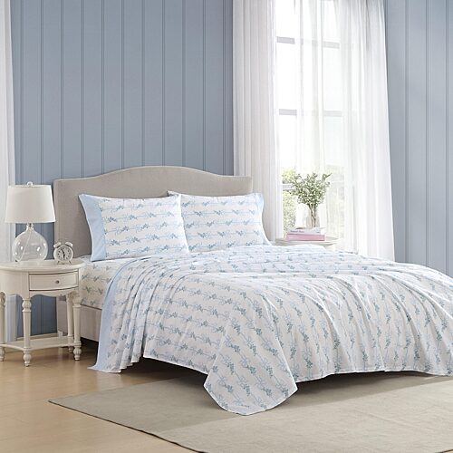 Laura Ashley(R) Floral Ribbon Percale Sheet Set