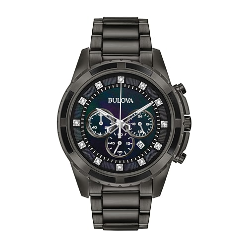Click here for Bulova Mens Chronograph Diamond Accent Dark Gray S... prices