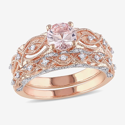 Click here for Genuine Morganite & 1/4 CT. T.W. Diamond 10K Rose... prices