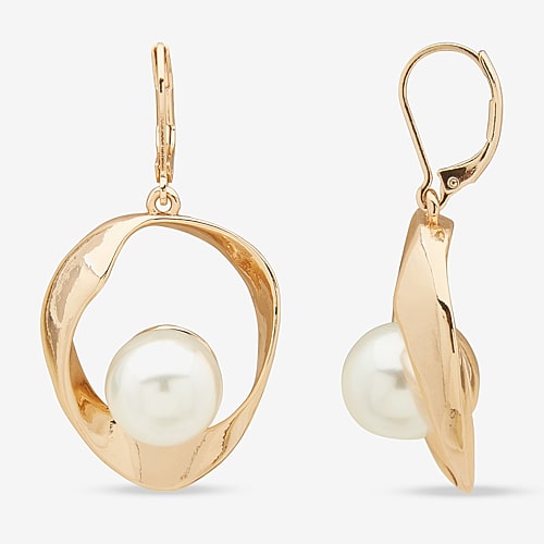 Click here for Worthington Gold Tone Womens Simulated Pearl Drop... prices