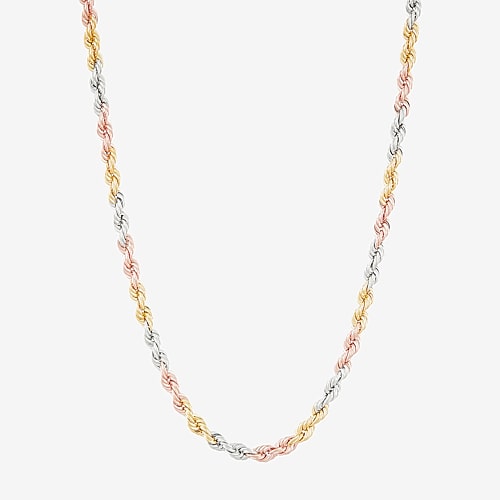 Click here for Unisex Adult 10K Tri-Color Gold 18 Inch Rope Chain... prices