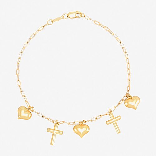 Click here for Gold Addiction Womens 10K Gold Cross Heart Charm B... prices