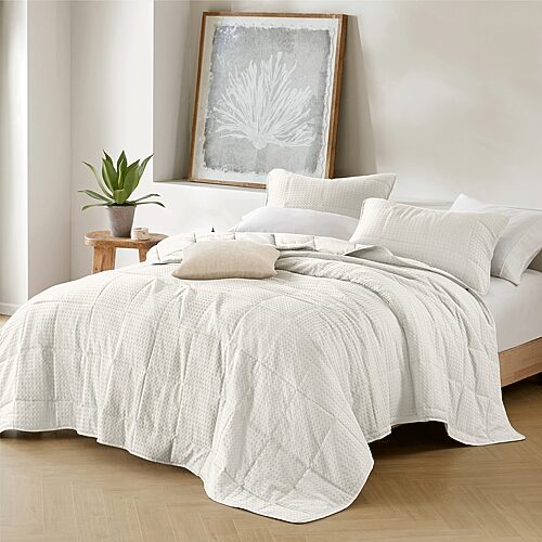 510 Design Mina Waffle Weave Textured Quilt Set  One Size  White