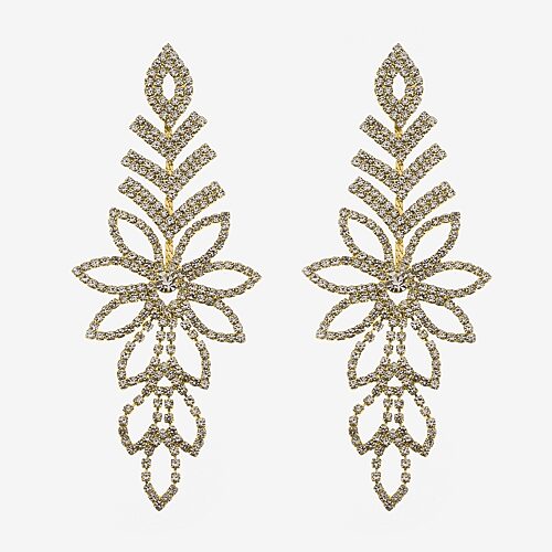 Click here for Bijoux Bar Gold Tone Womens Glass Flower Drop Earr... prices