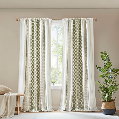 Click here for INK+IVY Imani Cotton Printed Tufted Rod Pocket Lig... prices