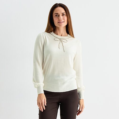 Click here for Liz Claiborne Womens Crew Neck Embellished Long Sl... prices