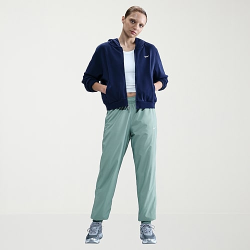 Nike Womens Drawstring Waist Lightweight Cinched Mid Rise Loose Fit Active Jogger Pant  Small  Green