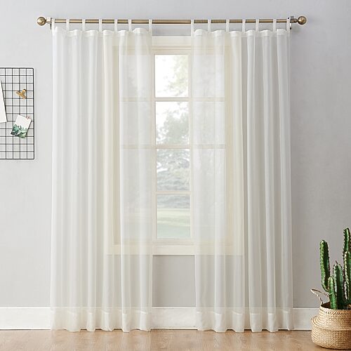 Click here for Sheer Voile Tab Top Curtain Panel - Eggshell prices