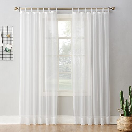 Click here for Sheer Voile Tab Top Curtain Panel - White prices
