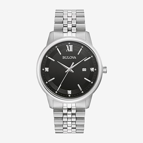 Click here for Bulova Classic Mens Diamond Accent Silver Tone Sta... prices