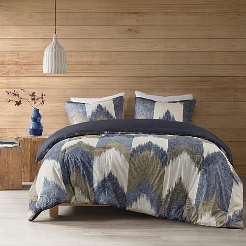 Ink+Ivy Alpine Chevron Stripe Reversible Comforter Sets  King/California King - Navy