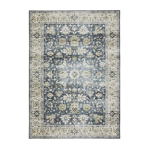 Covington Home Chelsea Vintage Traditional Washable Indoor Rectangular Area Rug  One Size  Blue