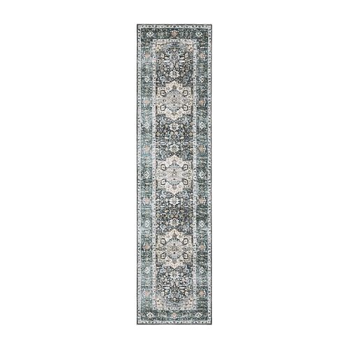 Covington Home Chelsea Vintage Center Medallion Washable 2X8 Indoor Rectangular Runner  One Size  Blue