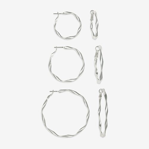 Click here for Mixit Womens Stainless Steel 3 Pair Earring Set  O... prices