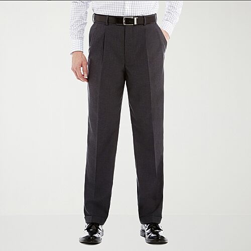 Click here for Stafford Travel Sharkskin Pleated Dress Pants - Cl... prices