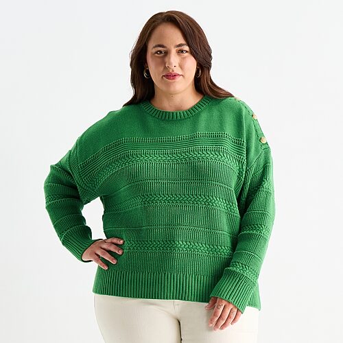 Click here for St. Johns Bay Plus Womens Crew Neck Long Sleeve Pu... prices