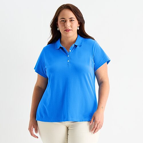Click here for St. Johns Bay Womens Plus Short Sleeve Polo Shirt... prices