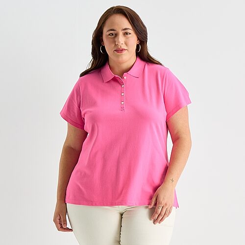 Click here for St. Johns Bay Womens Plus Short Sleeve Polo Shirt... prices