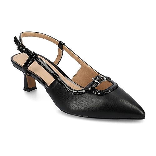 Journee Collection Padma Womens Pointed Closed Toe Kitten Heel Pumps  8 Medium  Black
