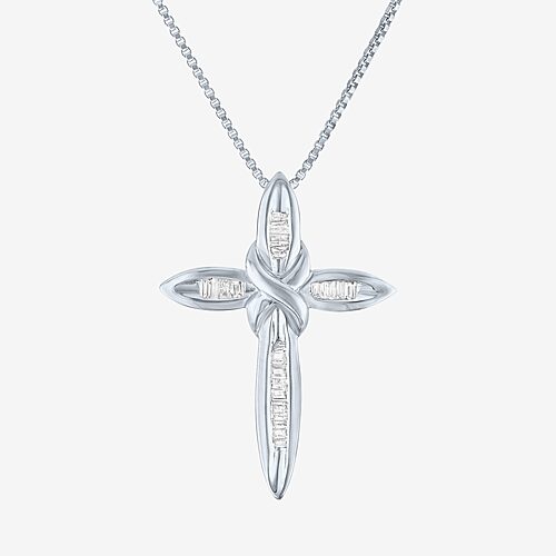 Click here for 1/10Cttw Diamond Sterling Silver Cross Pendant  On... prices