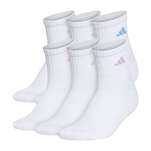 Click here for adidas Cushioned Womens 6 Pair Quarter Ankle Socks... prices