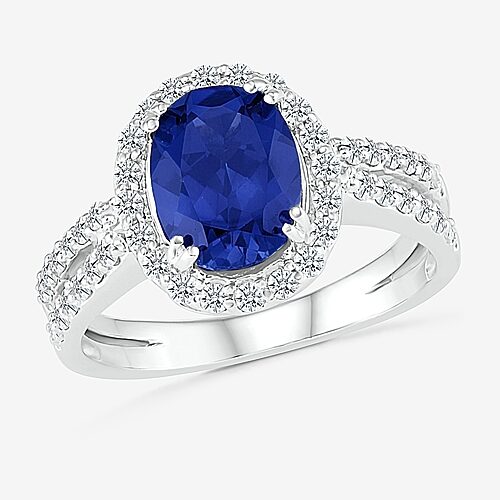 Click here for Womens Lab Created Blue Sapphire 14K Gold Oval Bri... prices