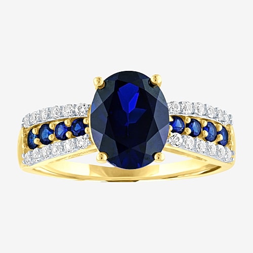 Click here for Womens Lab Created Blue Sapphire 10K Gold Cocktail... prices