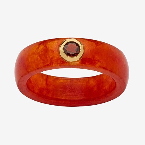 Click here for Womens 6MM Red Jade Band and Genuine Red Garnet Se... prices