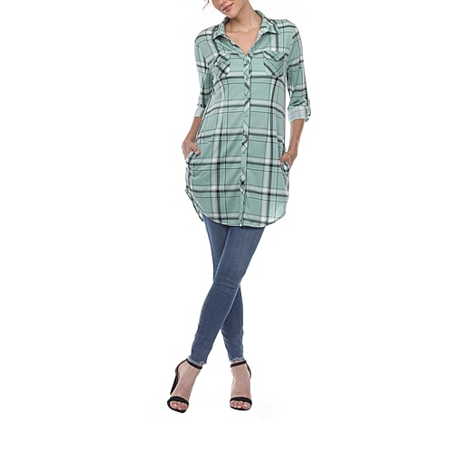 Click here for White Mark Womens Roll Tab Long Sleeve Regular Fit... prices