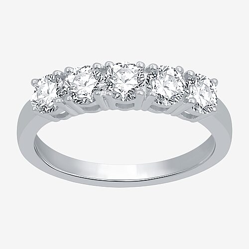 Click here for 1 CT.T.W. Natural Diamond 10K White Gold 5-Stone W... prices