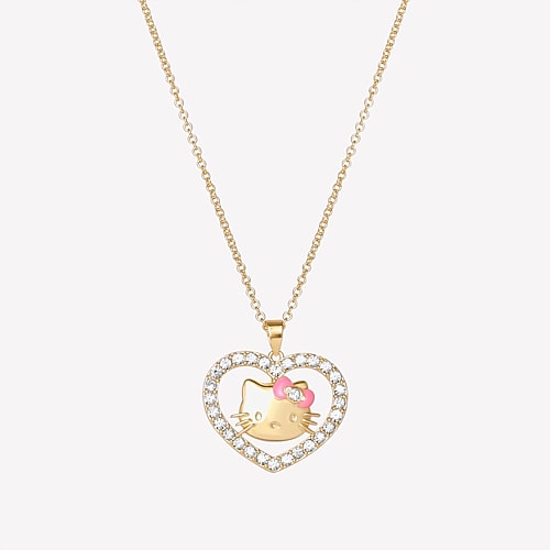 Click here for Hello Kitty Womens Crystal 18K Gold Over Brass Hea... prices