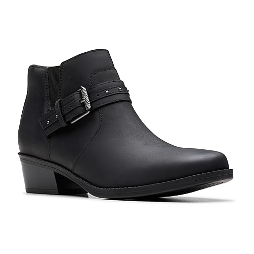 Click here for Clarks Womens Block Heel Booties  7 Medium  Black prices