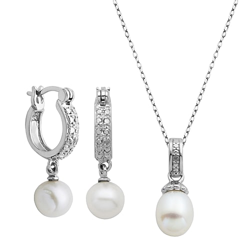 Click here for Genuine White Cultured Freshwater Pearl Sterling S... prices