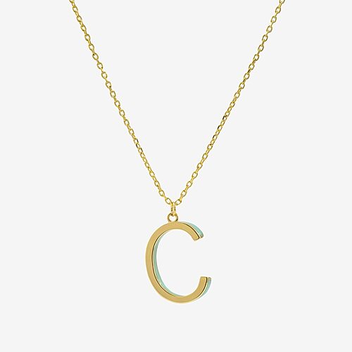 Sparkle Allure Initial Womens 14K Gold Over Brass 16 Inch Pendant Necklace  One Size  C