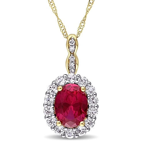 Click here for Womens Lab-Created Red Ruby and Diamond Accent Pen... prices