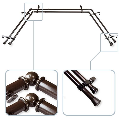 Click here for Rod Desyne Double Bay Window Rod  One Size  Brown prices