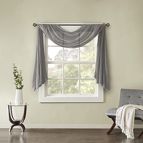 Click here for Madison Park Kaylee Scarf Valance  One Size  Gray prices