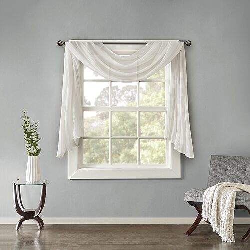 Click here for Madison Park Kaylee Scarf Valance  One Size  White prices